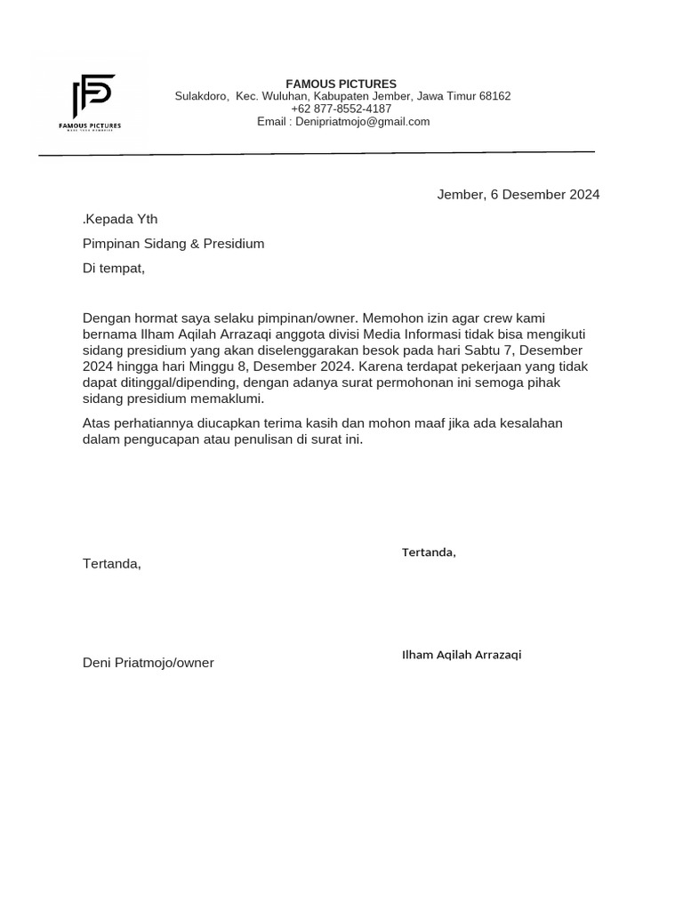 Surat Izin Ilham | PDF