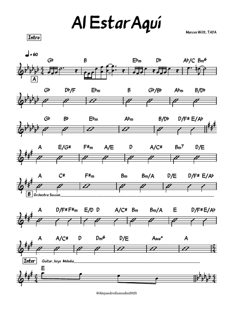Al Estar Aqui - Marcos Witt Ft. TAYA - 60 BPM - GB | PDF | Musical Keys ...