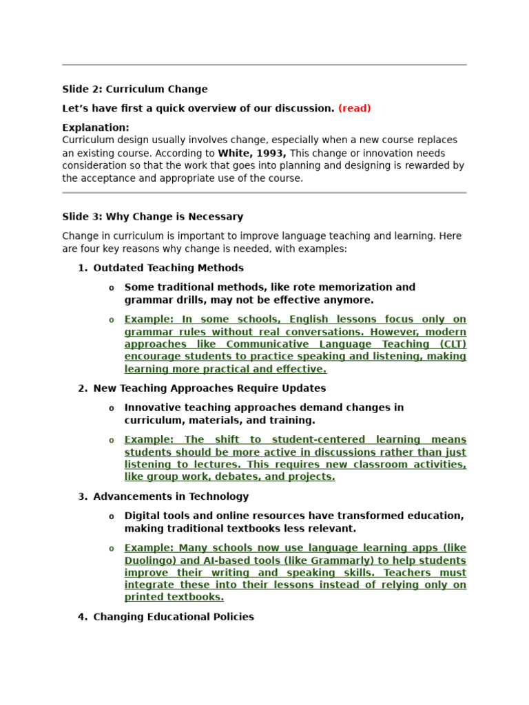Curriculum Change Strategies for Education | PDF | Teachers | Curriculum