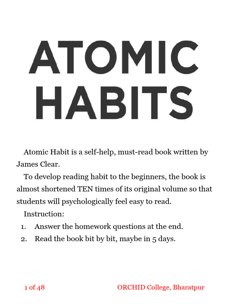 Atomic Habits: Small Changes, Big Impact | PDF | Habits | Delayed ...