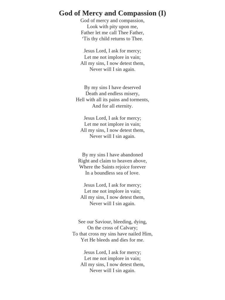 God of Mercy and Compassion Hymn | PDF
