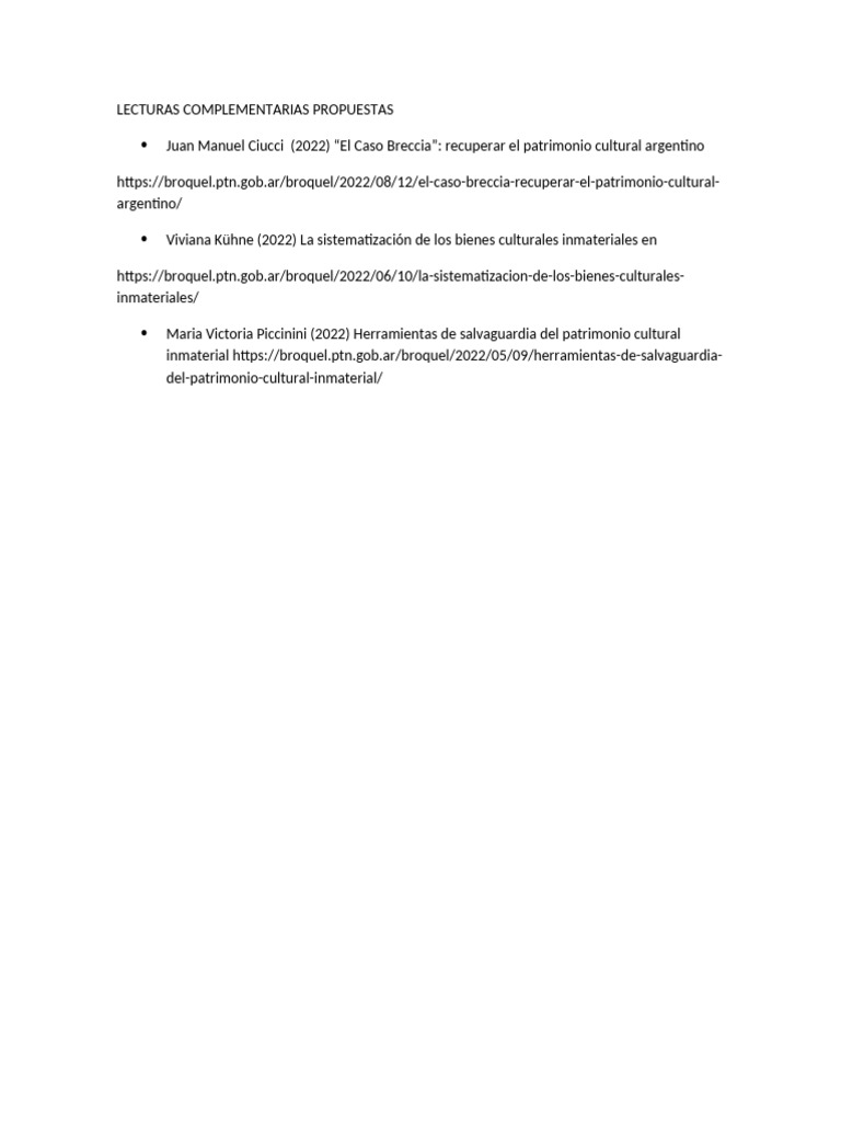 Lecturas Complementarias Propuestas | PDF