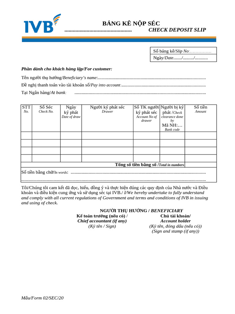 B. Check Deposit Slip | PDF