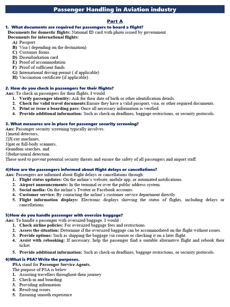 Passenger Handling in Aviation Industry | PDF | Airport Security | Baggage