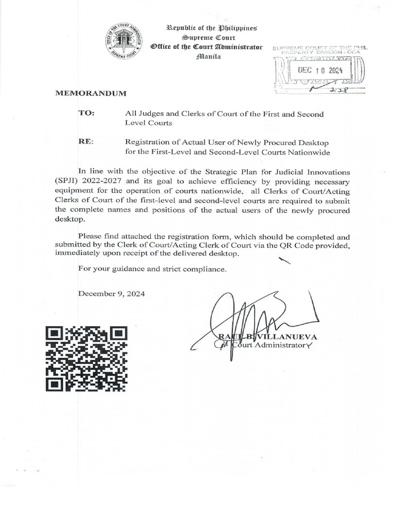 Registration of Actual User of Newly Procured Desktop For The First ...