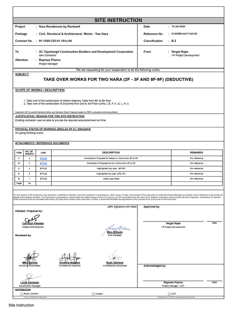 91-SI-RB1-ACT-134-153 - Augmentation Works For Two Nara | PDF | Wall ...