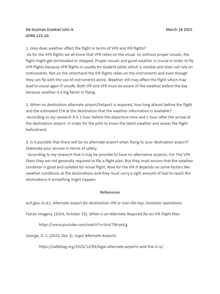 Weather Impact on VFR and IFR Flights | PDF