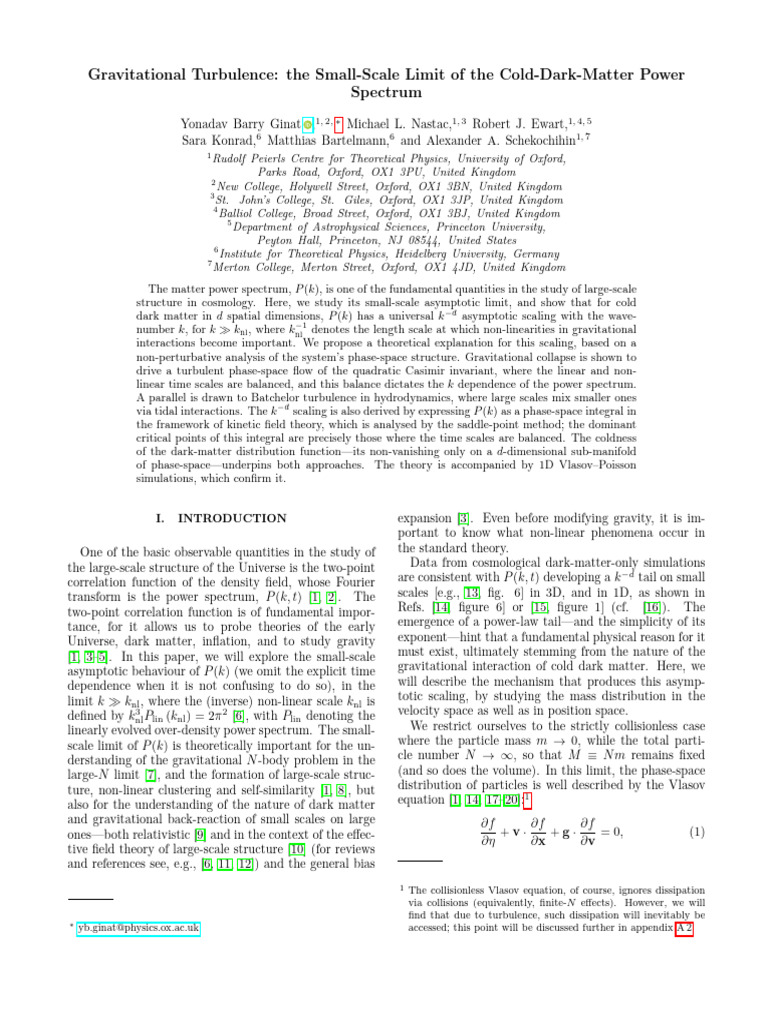 Gravitational Turbulence_ the Small-Scale Limit of the Cold-Dark-Matter Power Spectrum | PDF ...