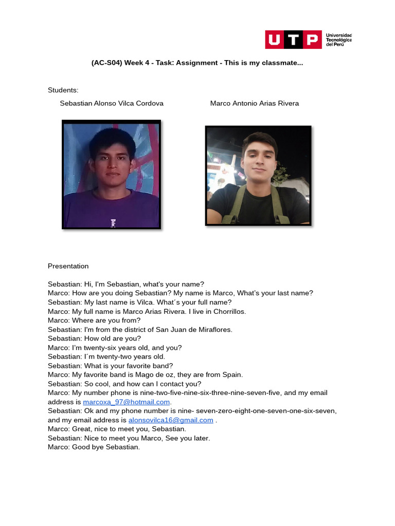 Student Introduction Dialogue | PDF