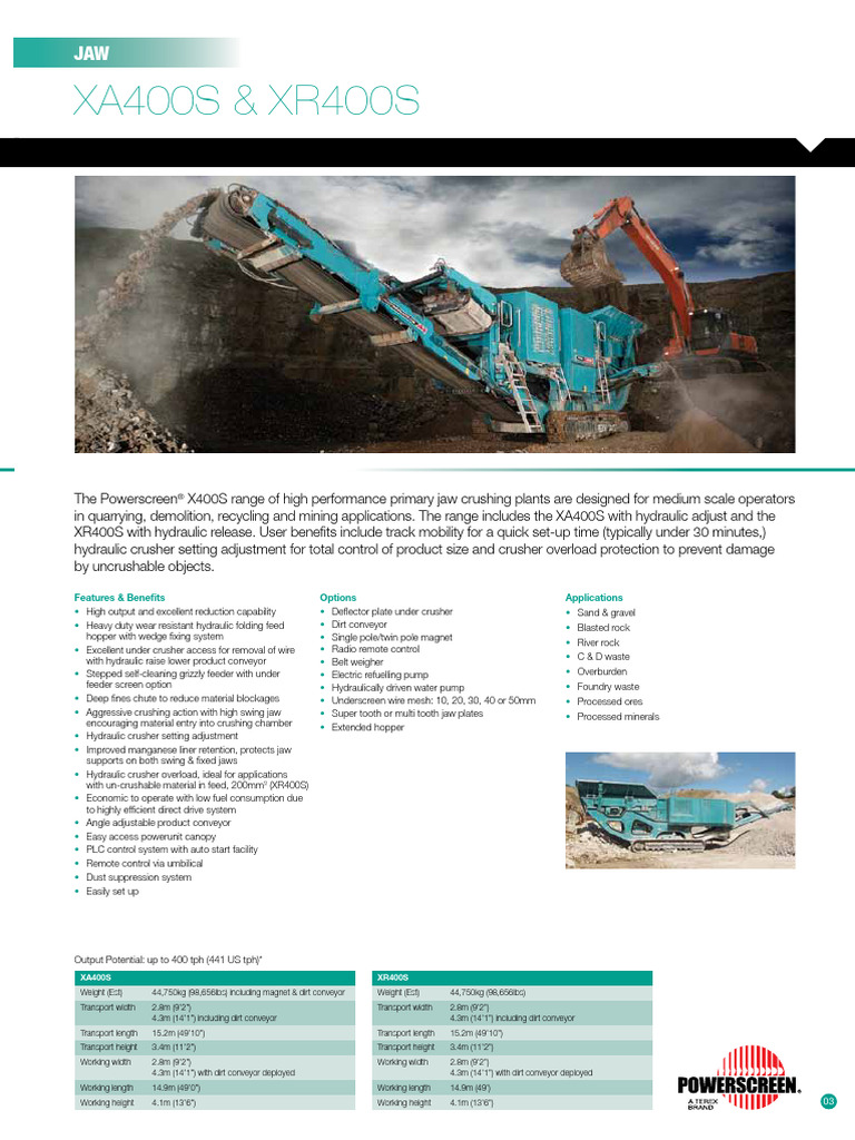 Powerscreen Xa400s xr400s Broc - 10896987 | PDF | Secondary Sector Of The Economy