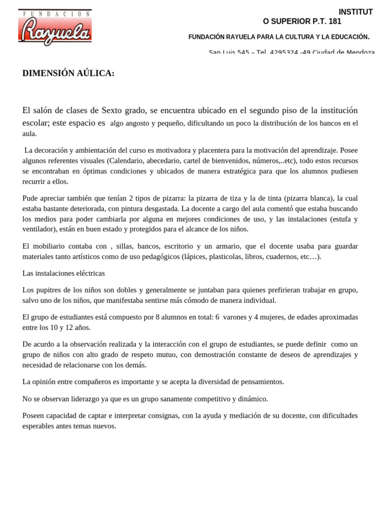 3 - Dimensión Aúlica | PDF | Salón de clases | Aprendizaje
