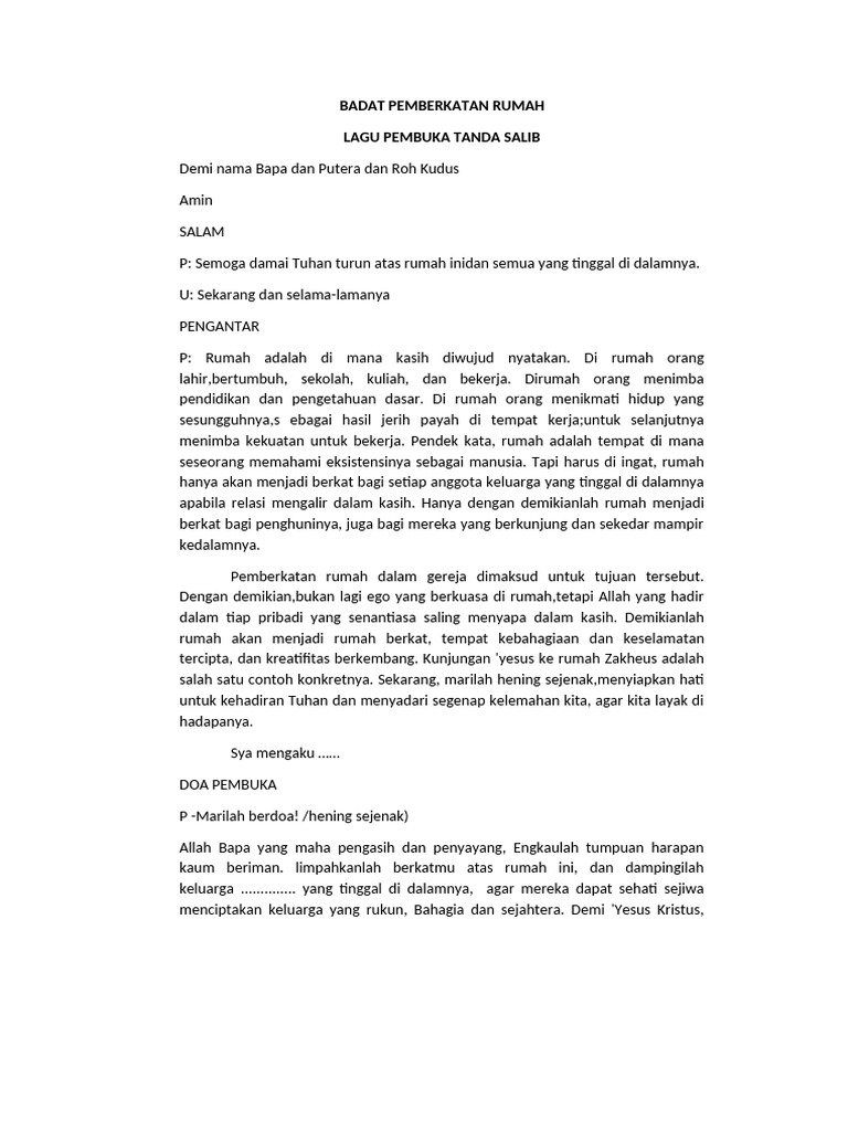 Ibadat Pemberkatan Rumah | PDF