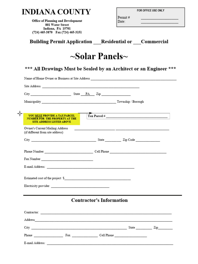 Indiana County Solar Panel Permit Application Pdf Power Inverter