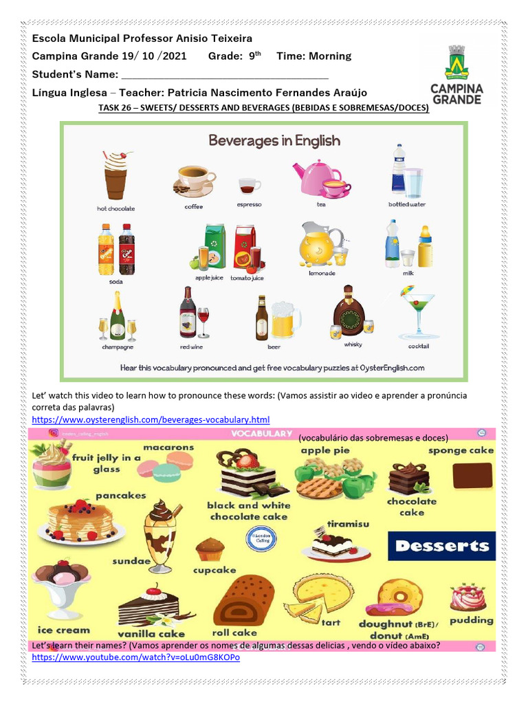 Task 26 Empat 9th Grade Beverages and Deserts | PDF