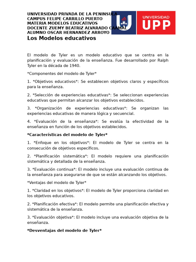 tarea 1 2do parcial modelos educativos | PDF | Enseñando | Evaluación