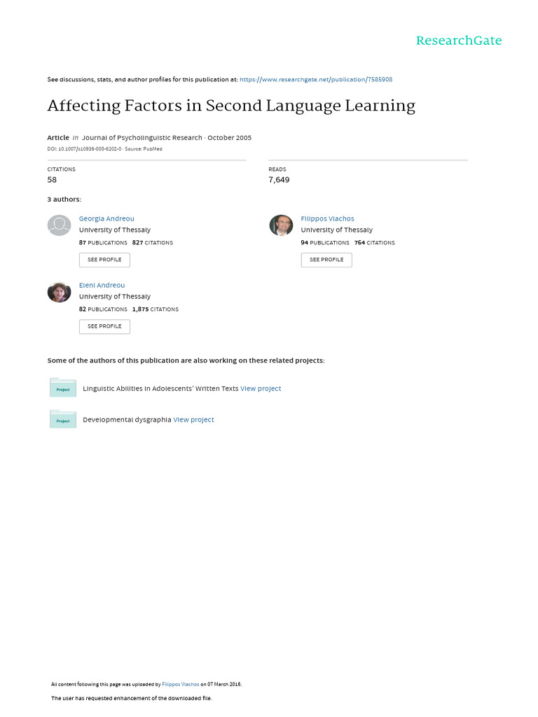 Factors Influencing Second Language Learning | PDF | Second Language ...