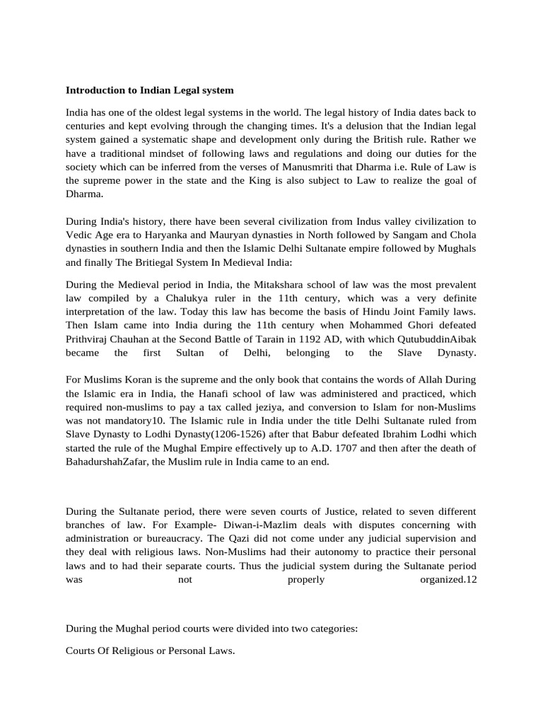 Overview of Indian Legal History | PDF | Supreme Courts | Justice