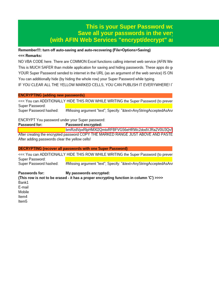 The SUPER PASSWORD Worksheet by AFIN Web Services | PDF | Password ...