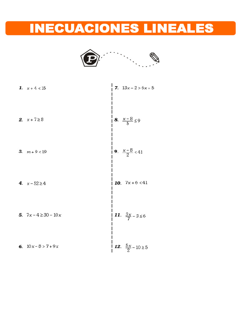 Inecuaciones Lineales para Quinto de Primaria | PDF