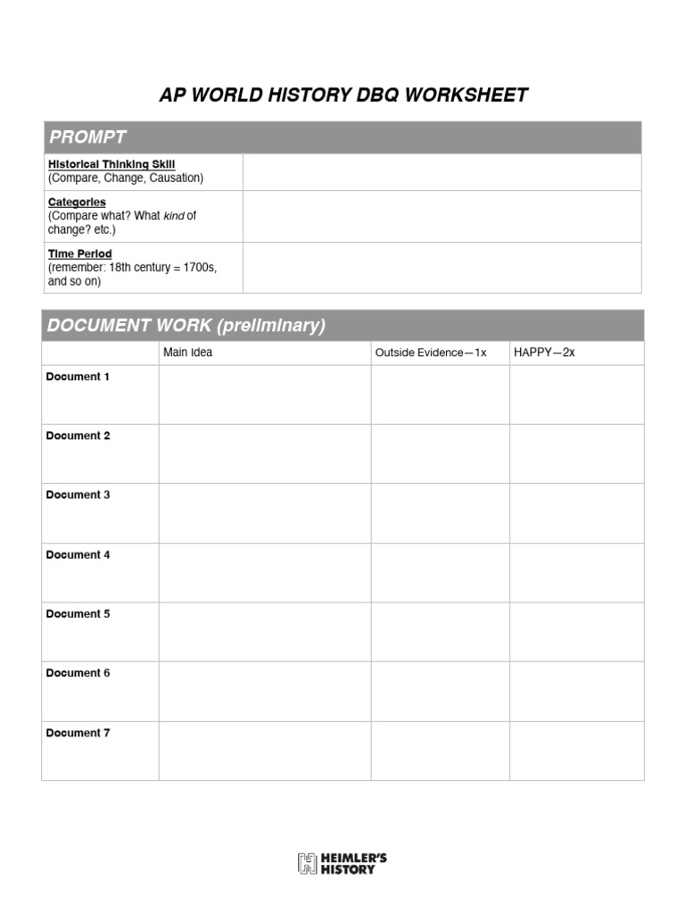 AP World DBQ Worksheet | PDF