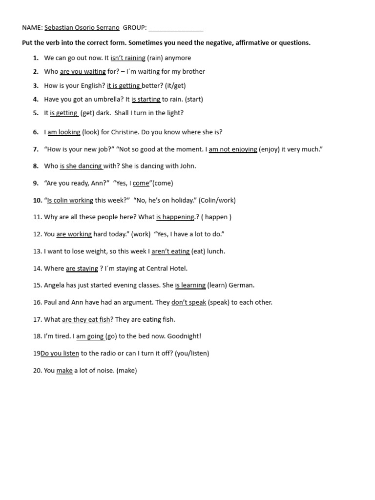 Present Progresive | PDF