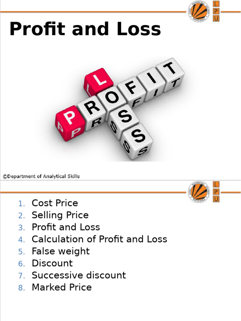 Profit and LossFinal | PDF | Prices | Sales