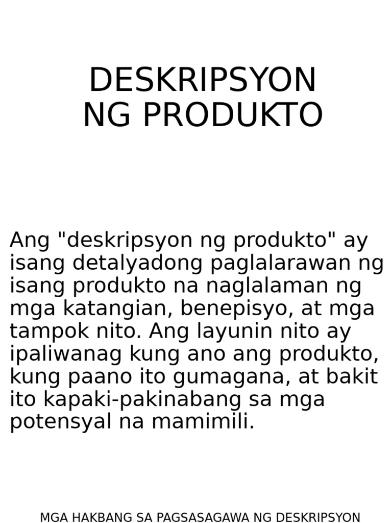 FINALS-4-DESKRIPSYON-NG-PRODUKTO | PDF