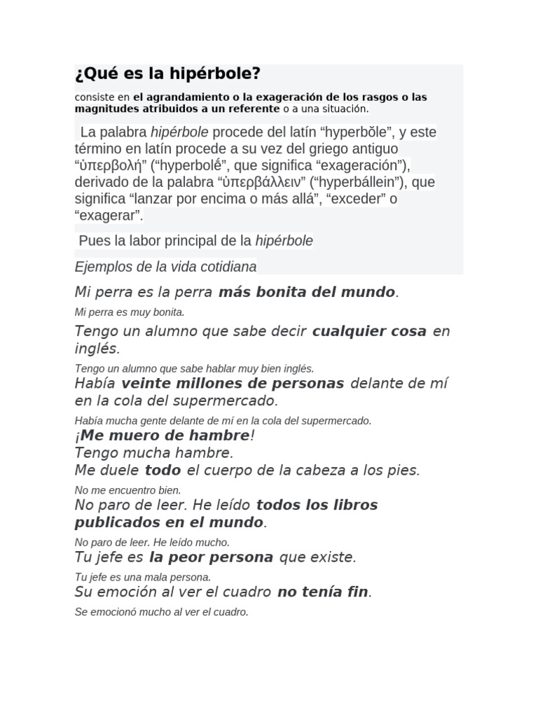 Qué Es La Hipérbole | PDF