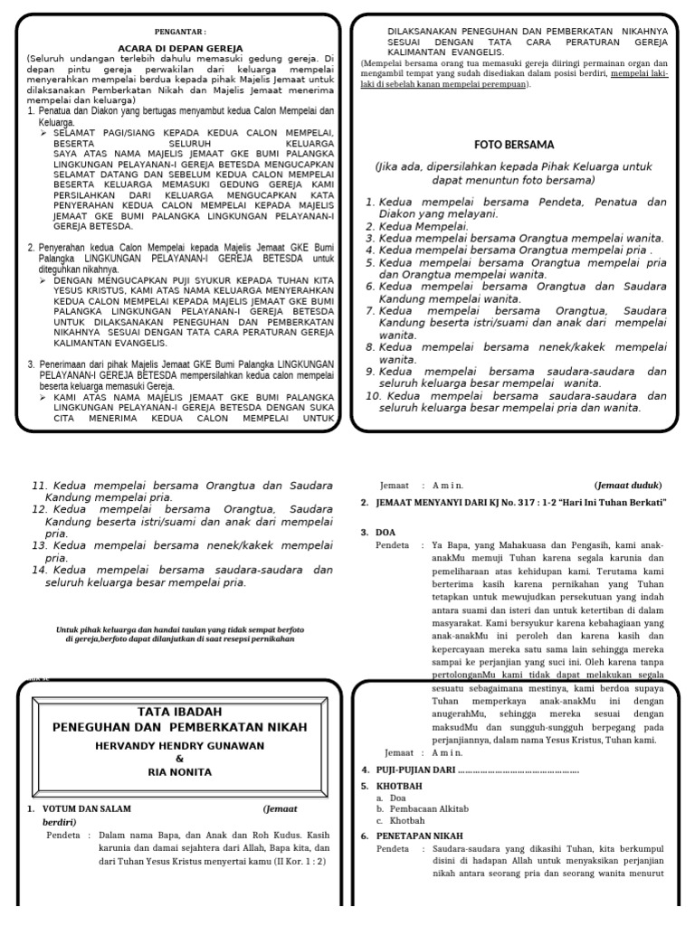 Pemberkatan Nikah Hervandy & Ria | PDF