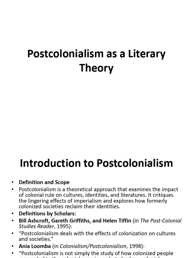 Postcolonialism as a Literary Theory | PDF | Postcolonialism | Colonialism