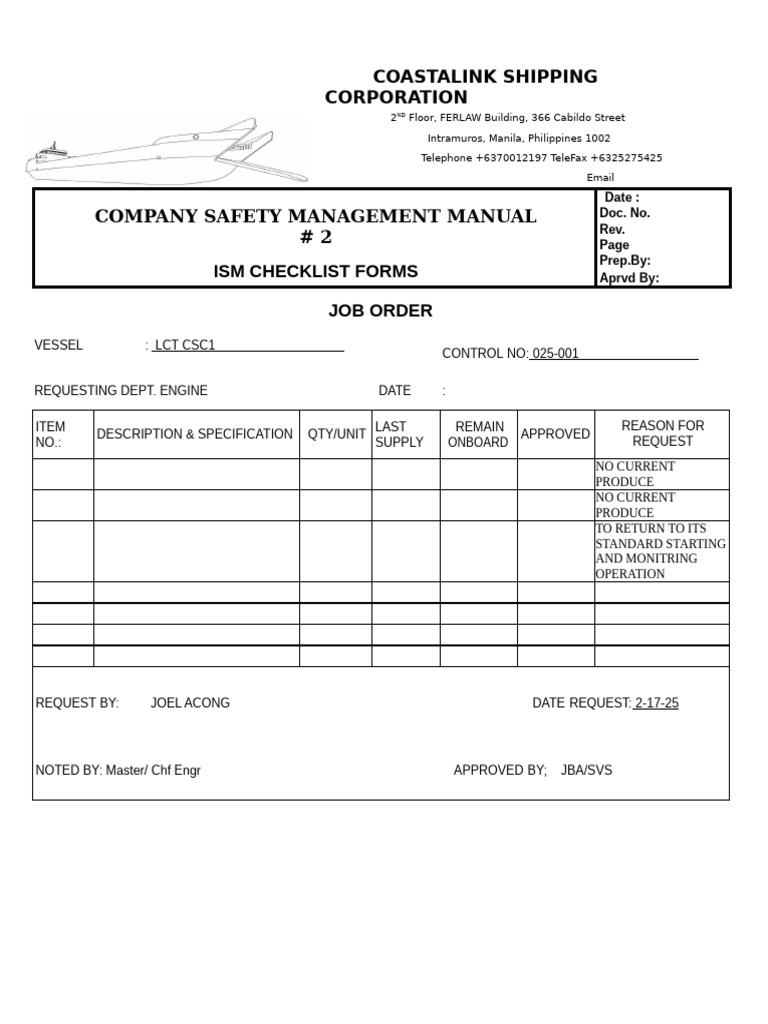 CSC JO Request Form Template | PDF