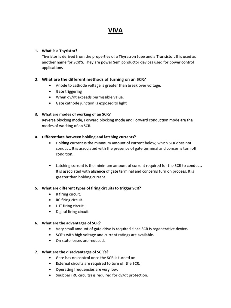 Power Electronics Viva Question With Answer | PDF | Power Inverter | Mosfet