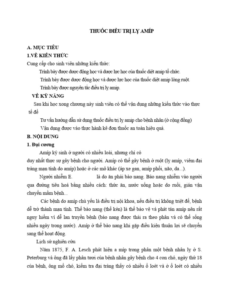 Bài 16.THUỐC ĐIỀU TRỊ LỴ AMÍP | PDF