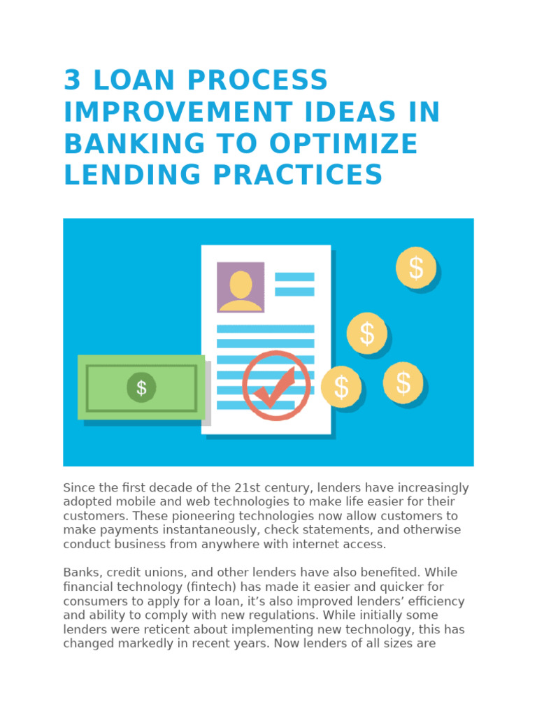 3 LOAN PROCESS IMPROVEMENT IDEAS IN BANKING TO OPTIMIZE LENDING ...