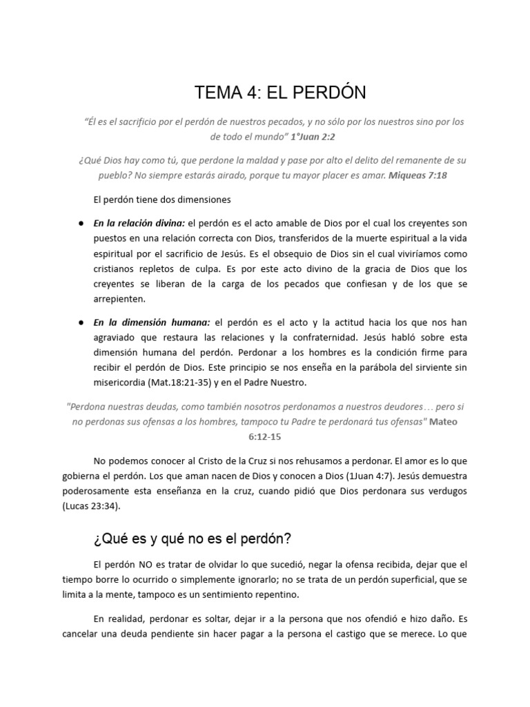 SANIDAD INTERIOR - Tema 4 - El Perdón | PDF | Perdón | Pecado