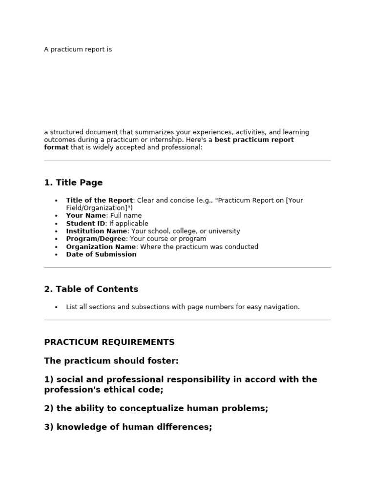 A Practicum Report Is A Structured Document That Summarizes Your ...