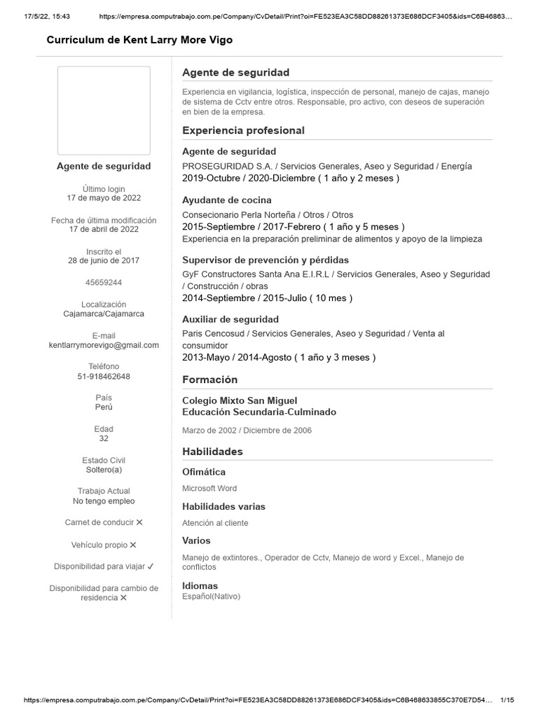 5 CV CAJAMARCA GUSTAVO LEON 170522 | PDF | Microsoft | Microsoft Office