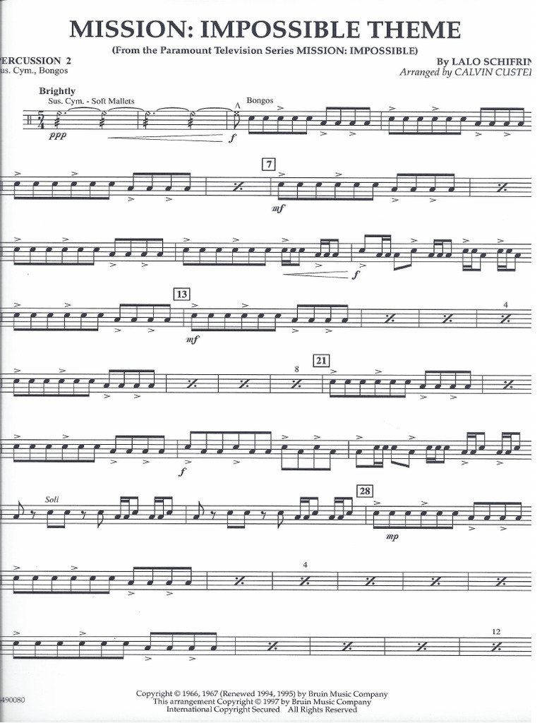 Percusión 2 - Misón. Imposible - Lalo Schifrin, Calvin Custer | PDF