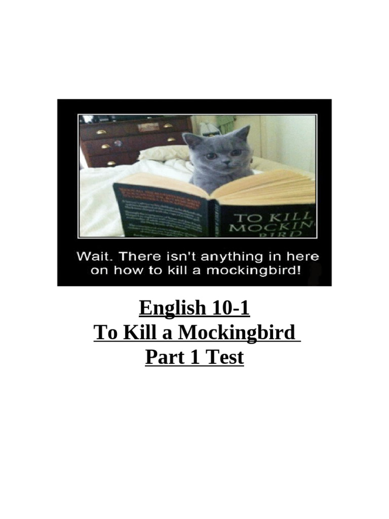 English 10-1 To Kill A Mockingbird Part 1 Test | PDF | To Kill A ...