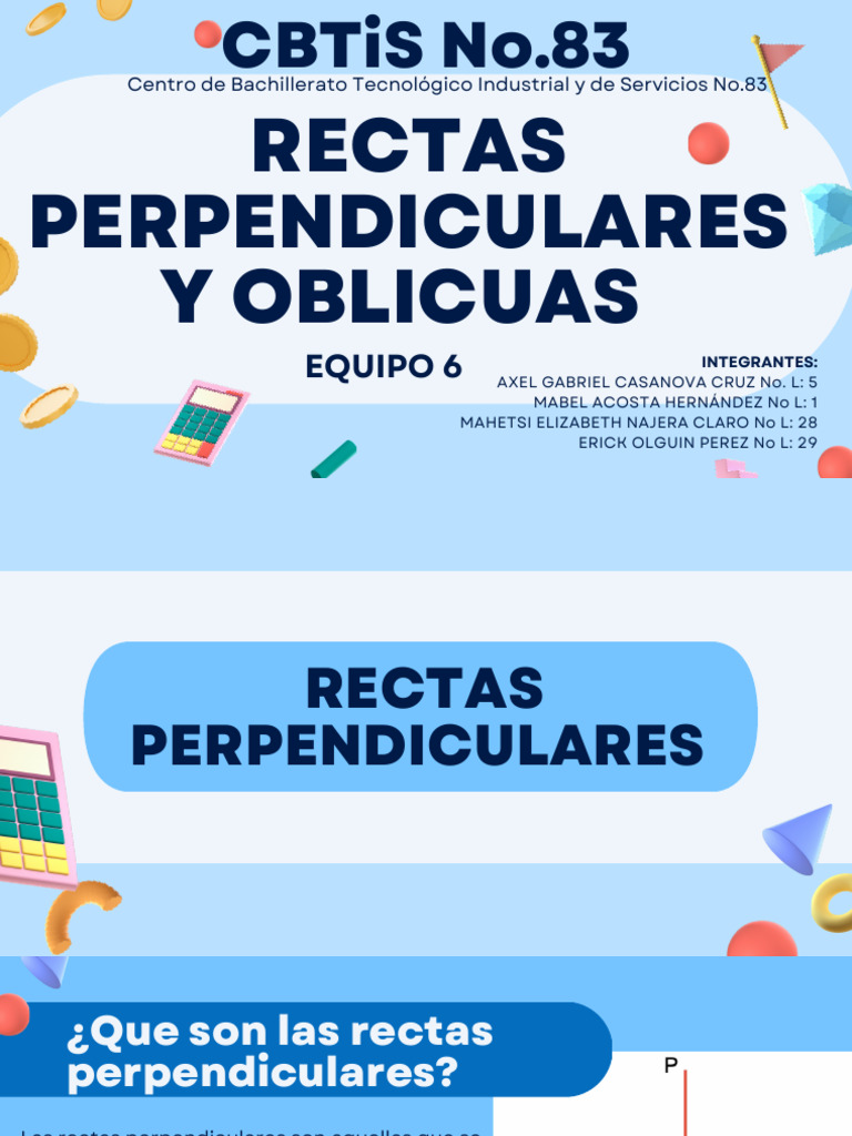 Rectas Perpendiculares y Oblicuas: Guía | PDF | Línea (geometría ...