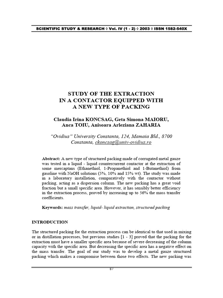 Efficient Liquid-Liquid Extraction Study | PDF | Dispersion (Optics ...