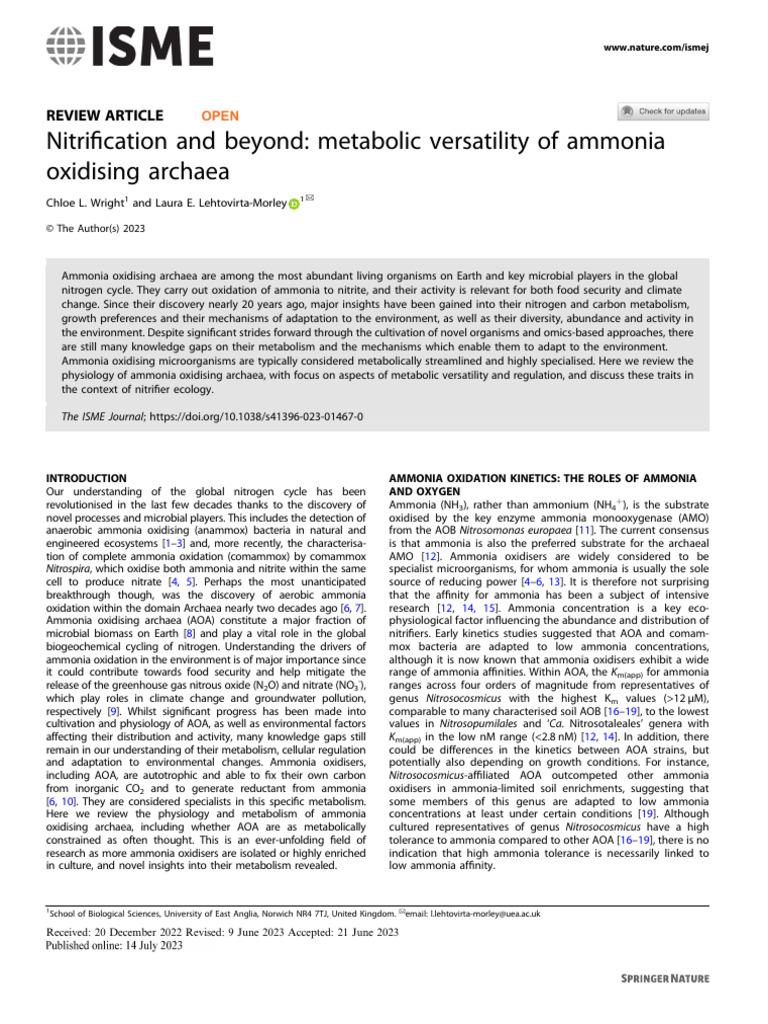 Nitrification and beyond metabolic versatility of ammonia oxidising ...