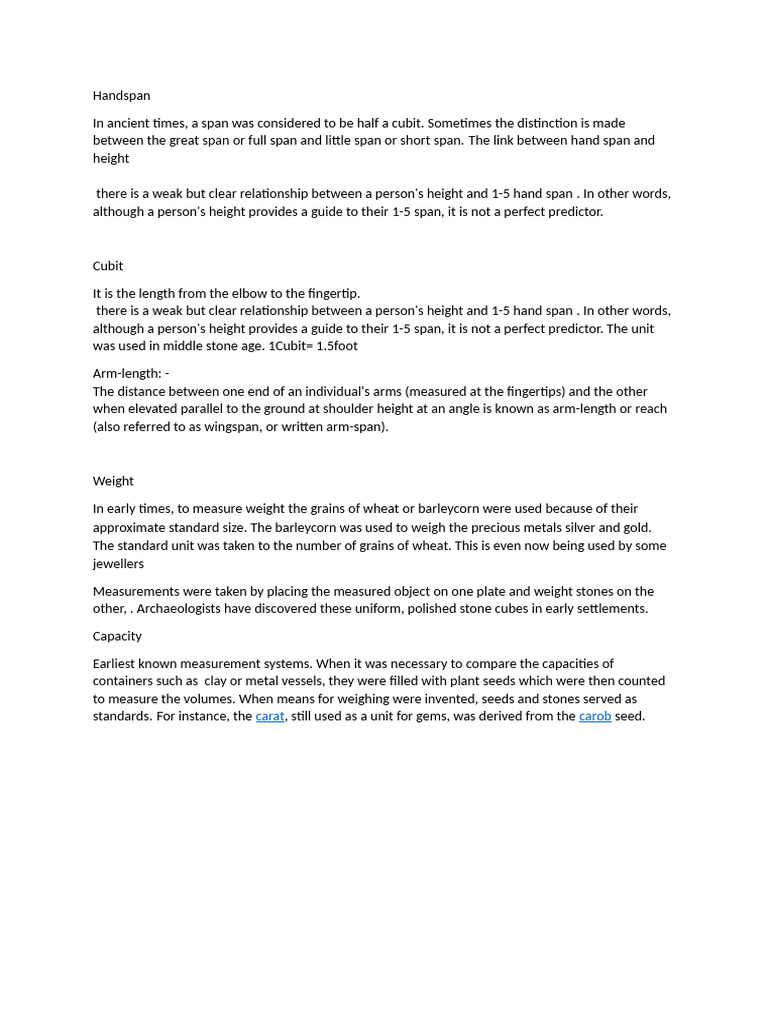 Understanding Handspan Measurements | PDF