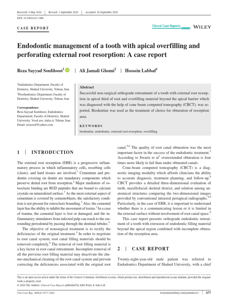 Endodontic Management of A Tooth With Apical Overf | PDF | Dentistry ...