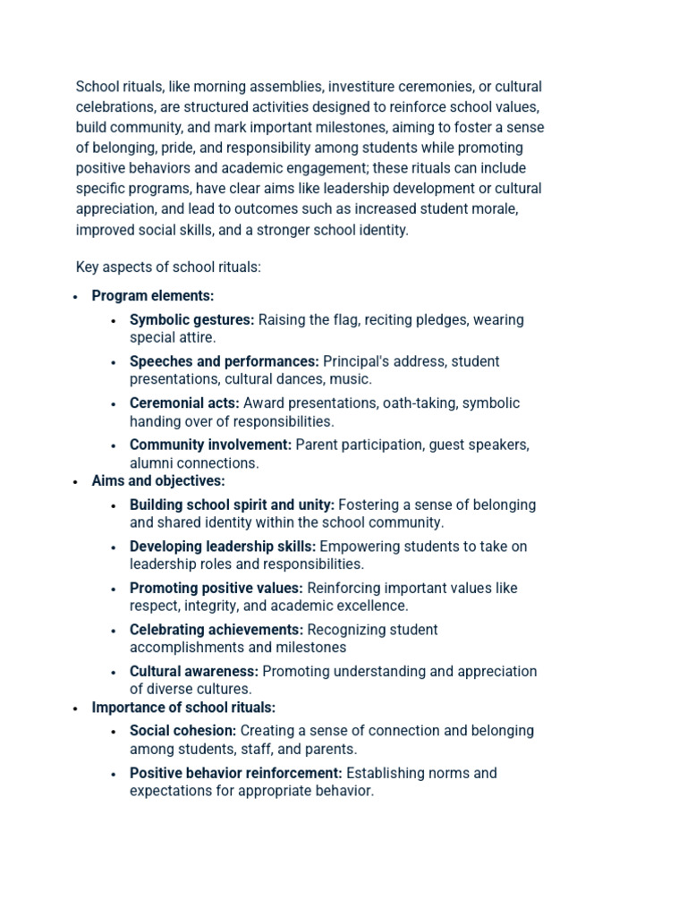 School Rituals | PDF | Leadership | Rituals