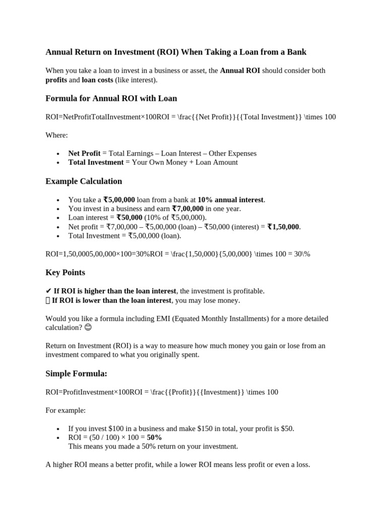Annual Return On Investment | PDF