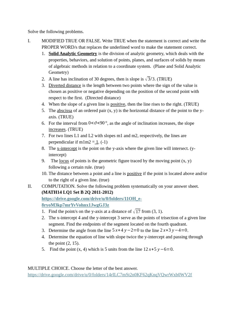 20250308- Midterm Examinations | PDF | Analytic Geometry | Mathematics