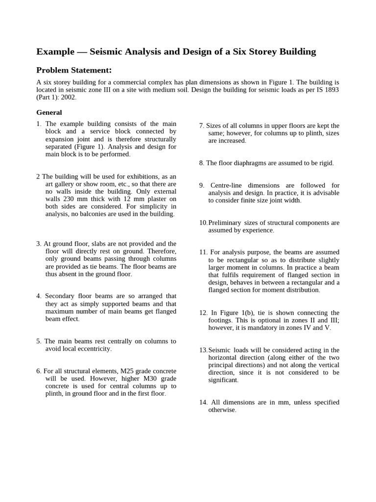 Seismic Design for Six Storey Building | PDF | Beam (Structure ...