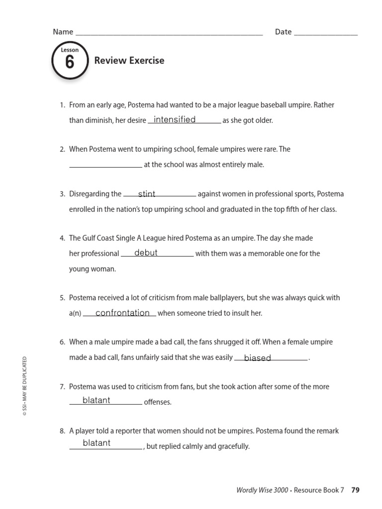 Wordly Wise 3000 Book 7 Exercises | PDF