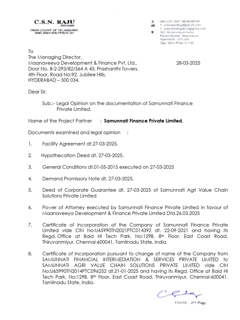 LSR - Samunnati 28.3.2025 | PDF | Loans | Private Law